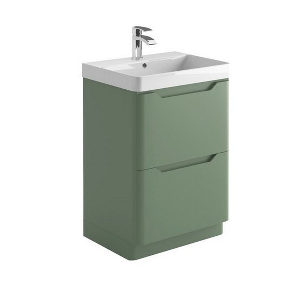Scudo Ella 600mm Sage Green Floorstanding Vanity Unit with Basin | Low ...